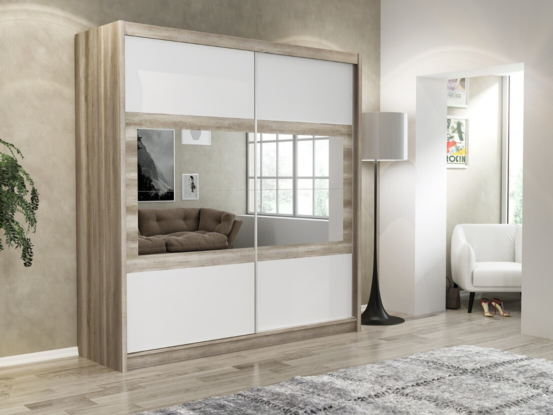 Dulap Honolulu 108 (Alb + Canyon stejar) - Mobilier pentru camera de zi ...